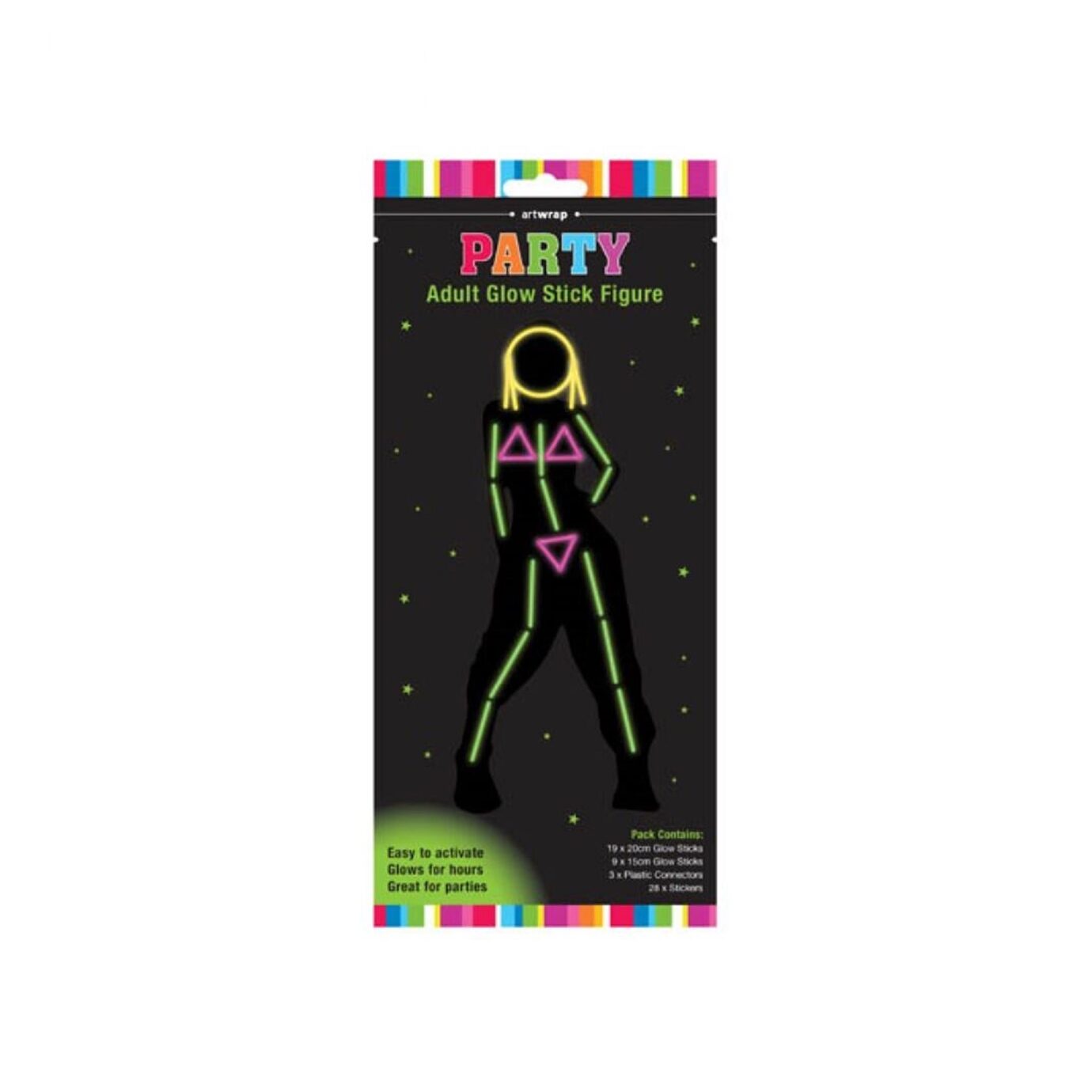 Gifts Greetings IG Design Party Adult Glow Stick Figure - Women