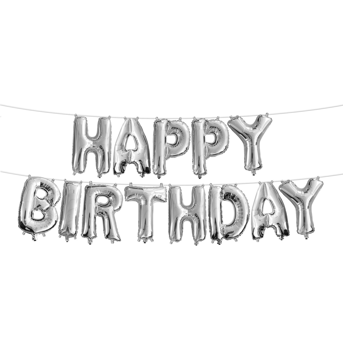 Gifts Greetings Artwrap Party Foil Balloon Banner - Happy Birthday (Silver)